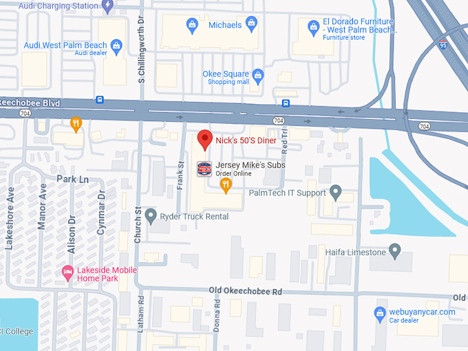 Nick&rsquo;s 50&rsquo;s Diner 10 Map