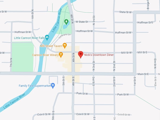 Nick's Downtown Diner 10 map