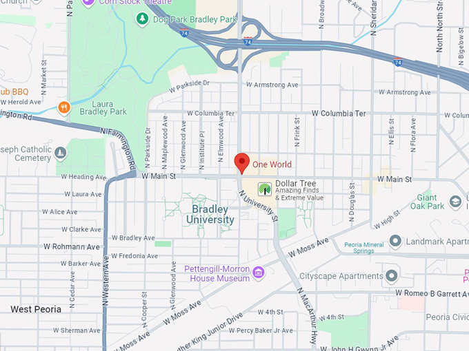 one world cafe 10 map