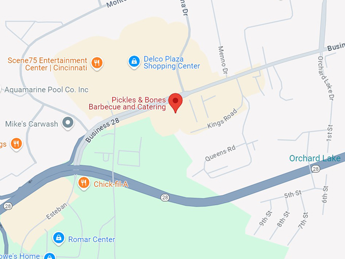 pickles & bones barbecue and catering map