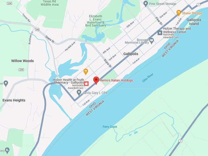 Remo's Hot Dogs 10 Map