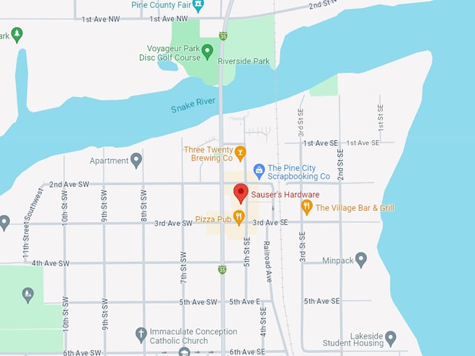 sauser's hardware 10 map