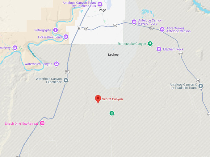secret canyon 10 map