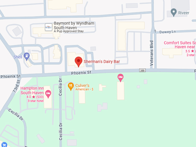 Sherman's Dairy Bar 10 Map