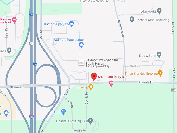 sherman's dairy bar 10 map