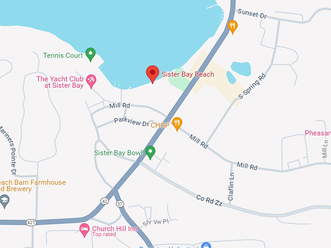 sister bay beach 10 map