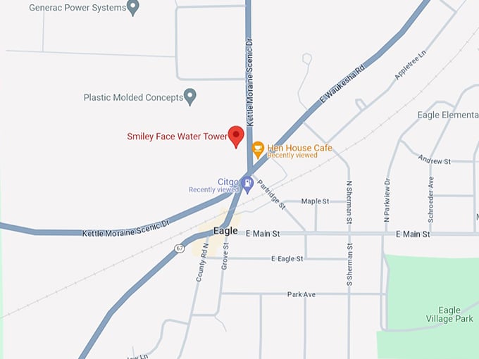 smiley water tower 10 map