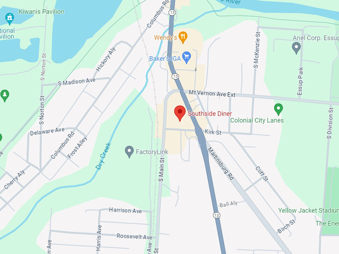 Southside Diner 10 map