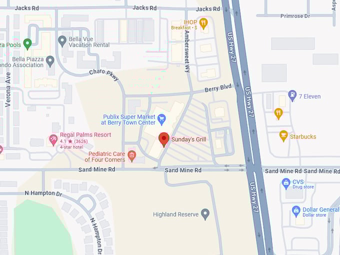 Sunday's Grill 10 Map