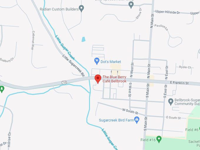 The Blue Berry Caf&eacute; Bellbrook 10 map