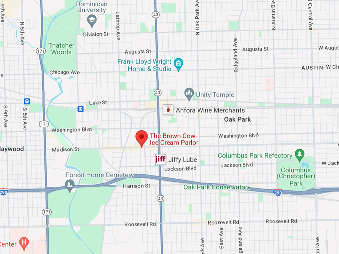 the brown cow ice cream parlor 10 map