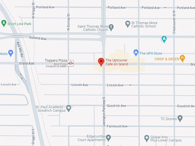 the uptowner cafe on grand 11 map