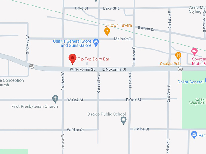 tip top dairy bar 10 map