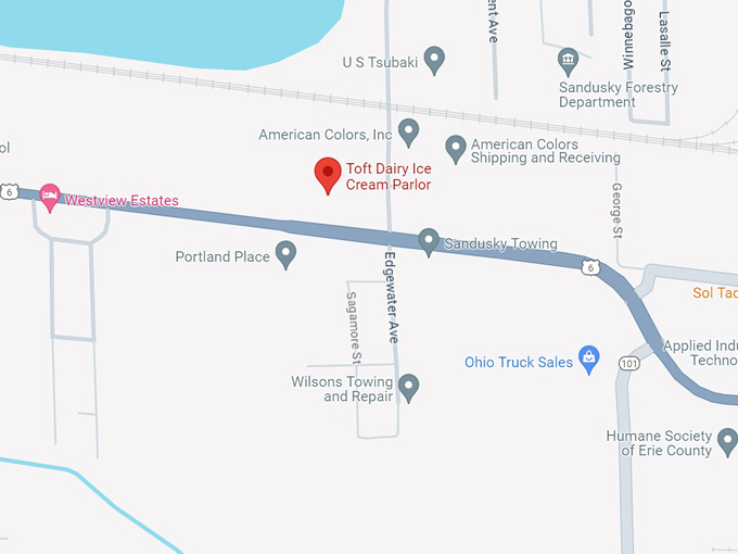 toft dairy ice cream parlor map