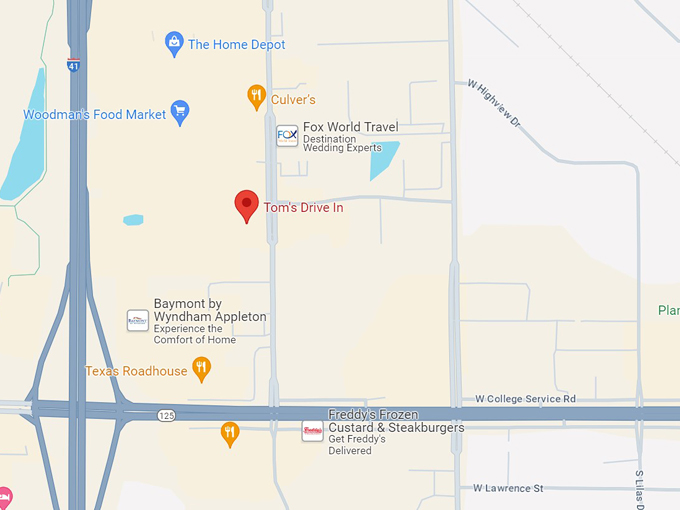 tom's drive in 10 map