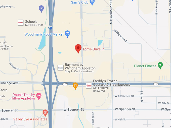 tom's drive in 10 map