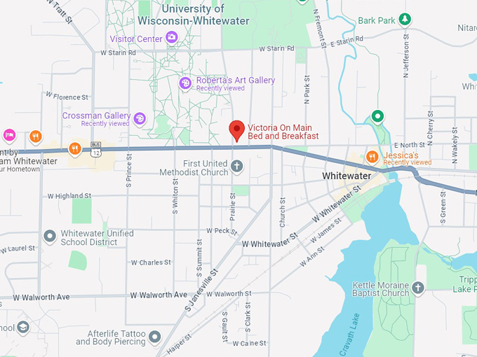 victoria on main bed and breakfast 10 map