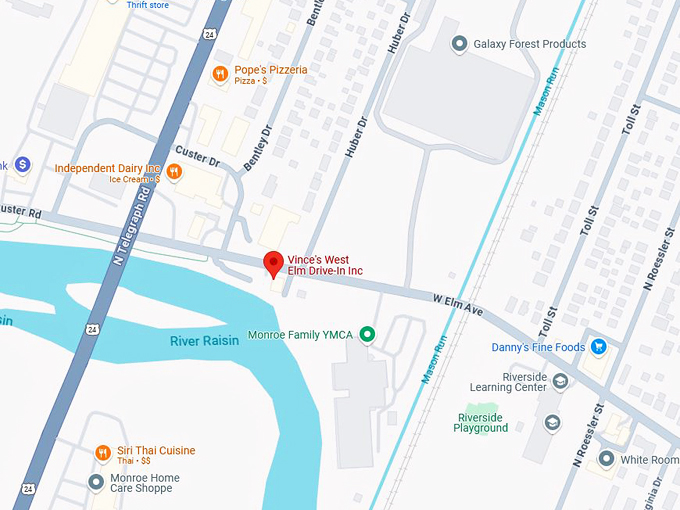 vince's west elm drive in inc 10 map