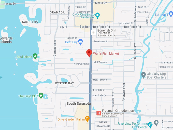 Walt's Fish Market Restaurant 10 map