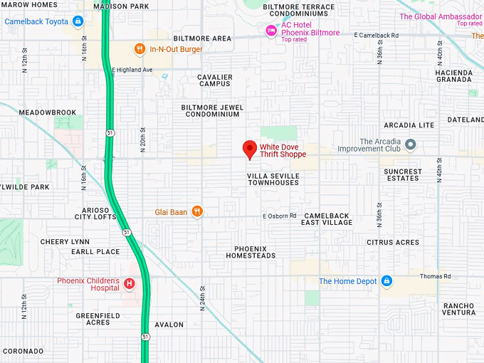 white dove thrift shoppe 10 map