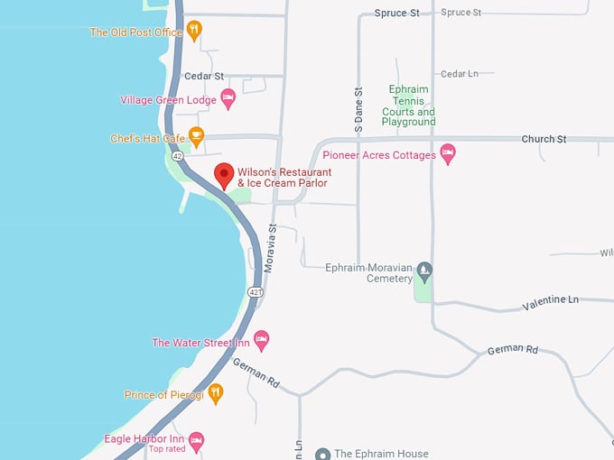 wilson's restaurant & ice cream parlor 10 map