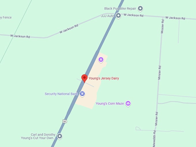 young's jersey dairy map