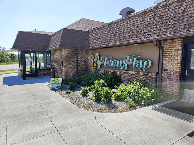 The unassuming brick exterior of Lions Tap hides a burger paradise within &ndash; proof that greatness rarely needs flashy advertising.