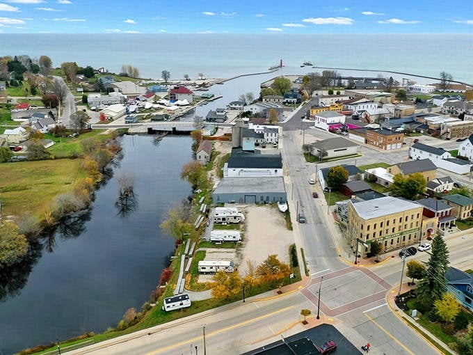 Algoma's waterfront embraces Lake Michigan like an old friend, where boats bob gently in the harbor beneath a perfect Wisconsin sky.