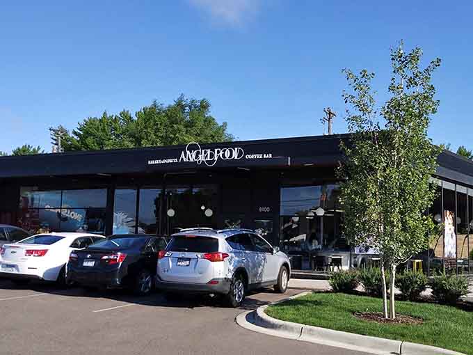 The modern exterior promises sweet treasures within, like a delicious secret hiding in plain sight.