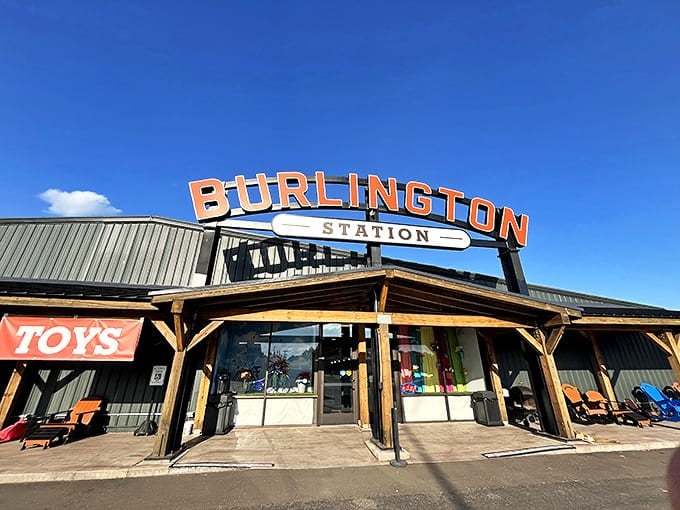 The iconic Burlington Station sign welcomes candy enthusiasts and train lovers alike to this Two Harbors sweet spot.