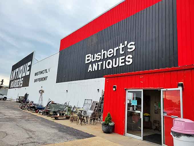 That bold red exterior isn't just making a statement, it's practically shouting "park here and prepare to lose track of time" to everyone within a mile radius.