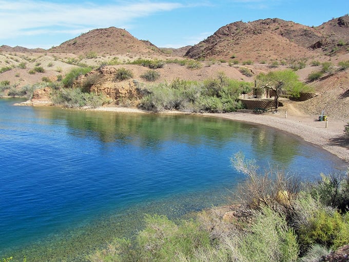 Cattail Cove State Park: Where turquoise waters kiss rugged desert mountains, creating Arizona's most refreshing contradiction. Mother Nature showing off her range!