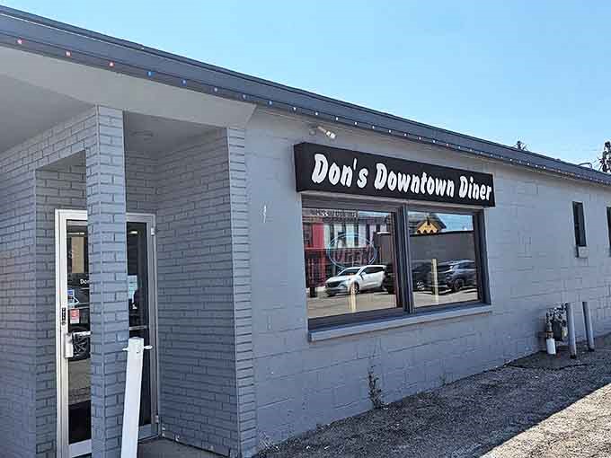 The unassuming gray brick facade of Don's Downtown Diner hides culinary treasures that would make any food detective proud. Sometimes the best meals come in modest packages!