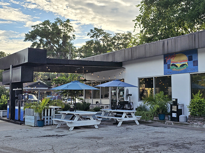 Where burgers replaced gasoline &ndash; T-Ray's exterior maintains its gas station roots while promising culinary delights that fuel the soul instead.