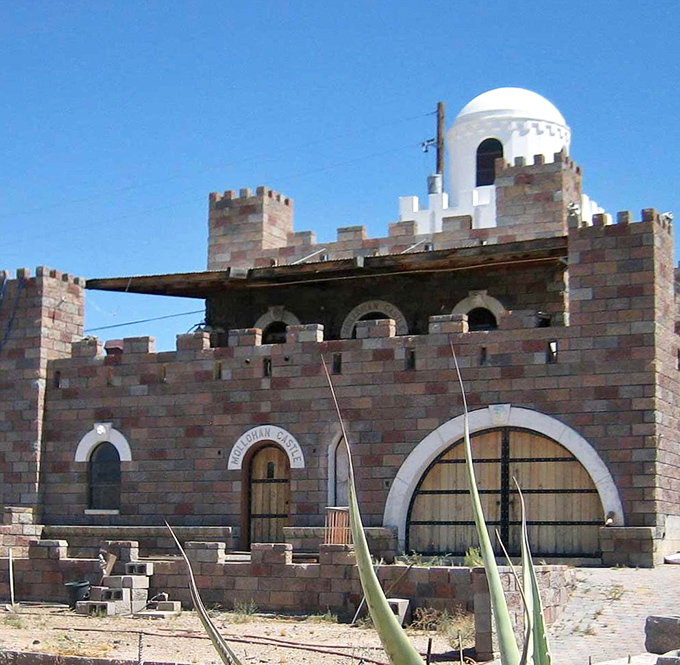 Tucson's most jaw-dropping surprise: a medieval castle rising from the desert landscape, complete with turrets and battlements.