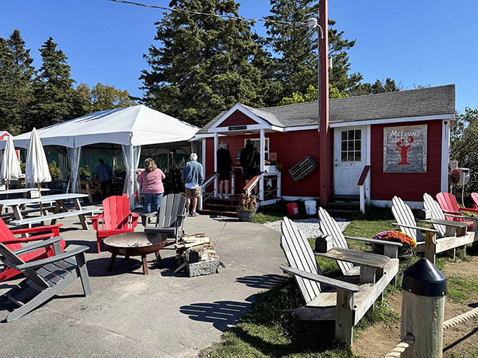 The iconic red shack beckons seafood lovers with its charming waterfront setup and promise of lobster perfection.