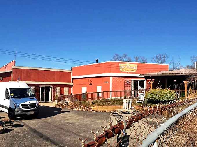 The unassuming red exterior of Riverside Centre Antique Mall hides a universe of treasures within its walls.