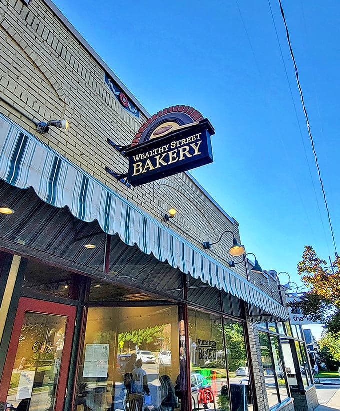 The unassuming facade of Wealthy Street Bakery belies the culinary treasures within &ndash; a classic neighborhood gem with serious pizza cred.