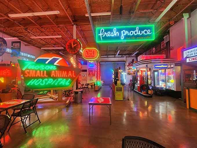 The museum's exterior sign is a neon masterpiece itself, a colorful beacon promising vintage treasures inside that'll make your Instagram followers weep with envy.