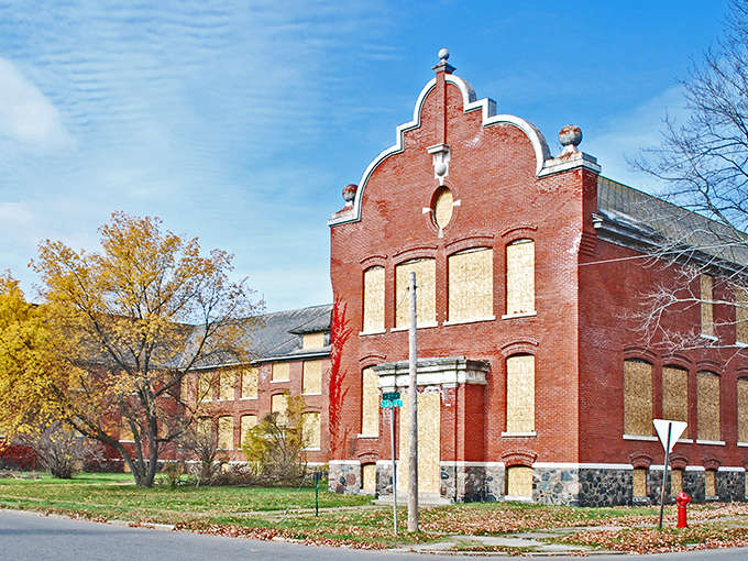 Iron River, MI: Historic brick architecture stands sentinel in downtown Iron River, a testament to the town's rich mining heritage and enduring charm.