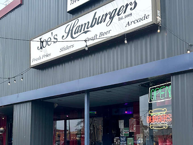 That corrugated metal exterior might look unassuming, but inside awaits burger bliss and pinball paradise in equal measure.