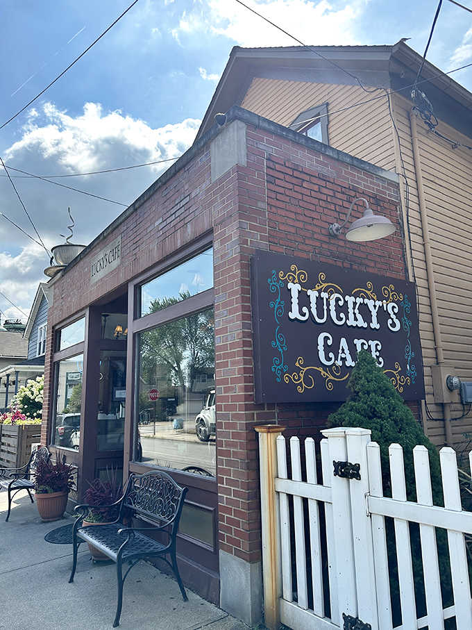 Lucky's Caf&eacute;: A brick-fronted culinary sanctuary in Cleveland where the white picket fence isn't just charming&mdash;it's practically crowd control for biscuit enthusiasts.