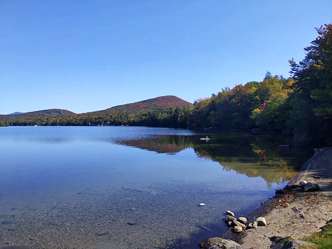 Maidstone Lake stretches like a sapphire mirror, reflecting Vermont's mountains with such clarity you'll wonder where reality ends and reflection begins.