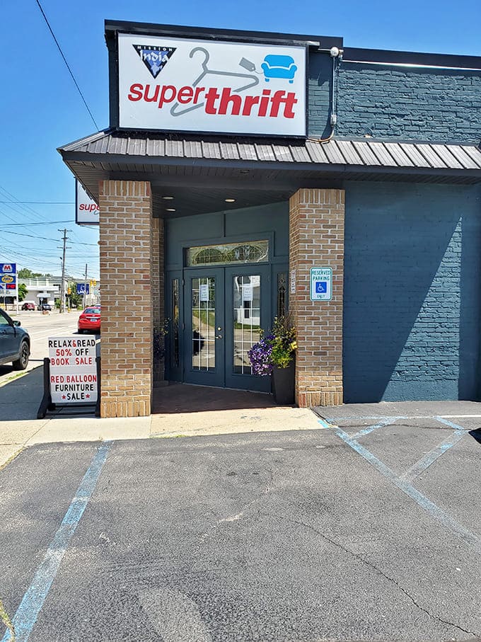 Super Thrift's blue-brick exterior might look modest, but inside lies a treasure trove that puts ordinary thrift stores to shame.