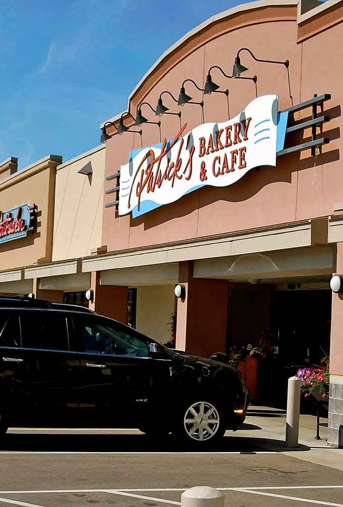 That cheerful sign beckons like a lighthouse for the carb-hungry, promising French-inspired delights in suburban Minnesota.
