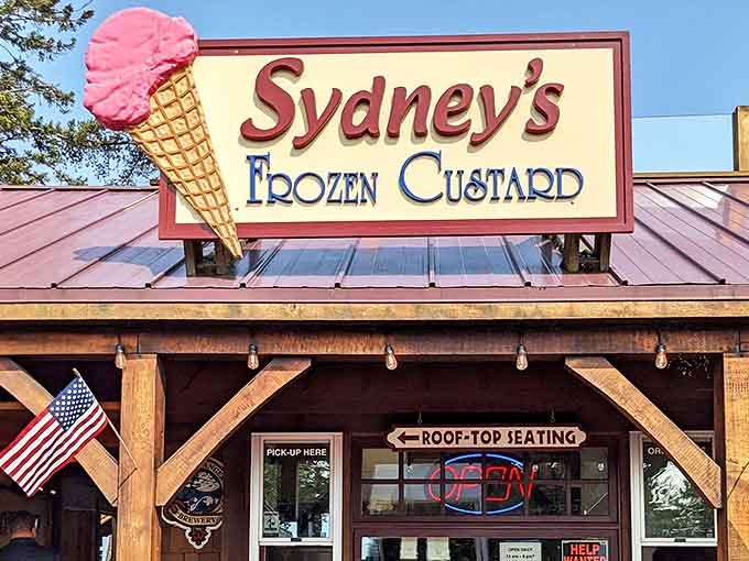 Sydney's iconic sign with its cheerful pink ice cream cone promises frozen delights but hides a wood-fired pizza paradise underneath.