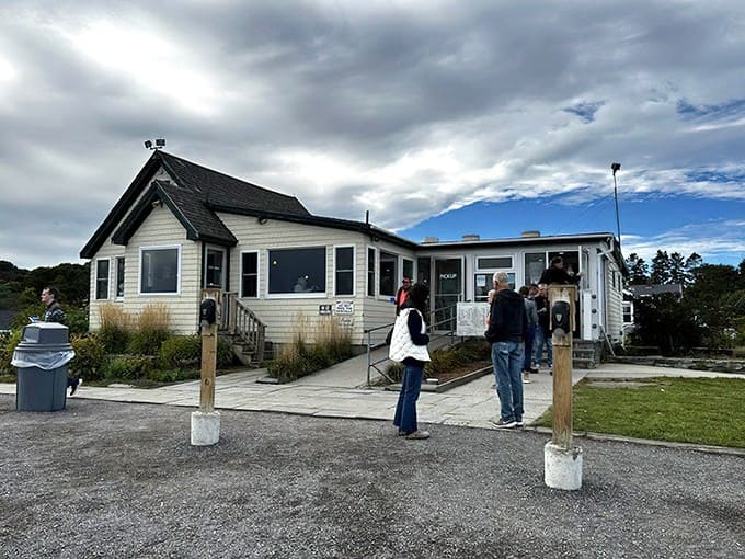 The unassuming exterior hides some of New England's finest clam cakes, proving great things come in weathered packages.