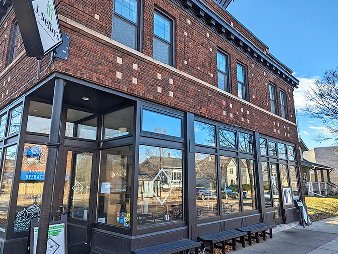 That charming brick building with the modern black trim houses St. Paul's plant-based paradise, where cauliflower wings have achieved celebrity status.