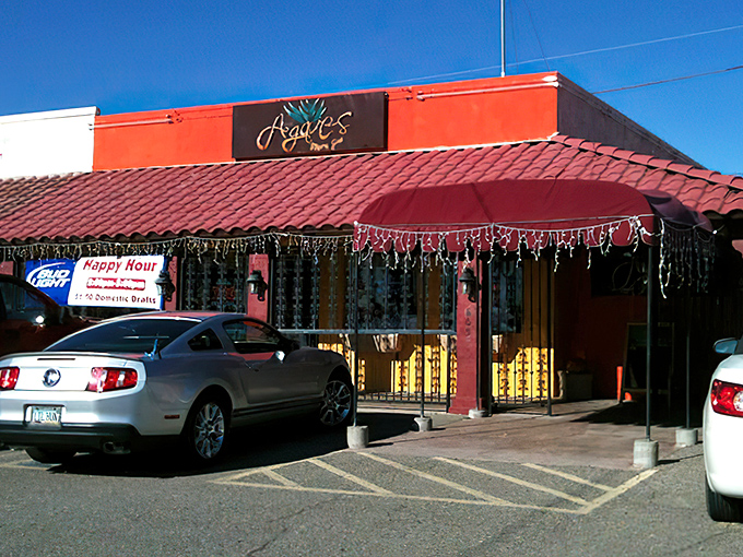 El Pinche Juanwelcomes hungry travelers with its vibrant coral exterior and distinctive red-tiled roof &ndash; a beacon of deliciousness on Highway 95.