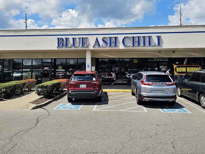 Blue Ash Chili welcomes hungry diners with that classic diner exterior that promises good food without pretension.